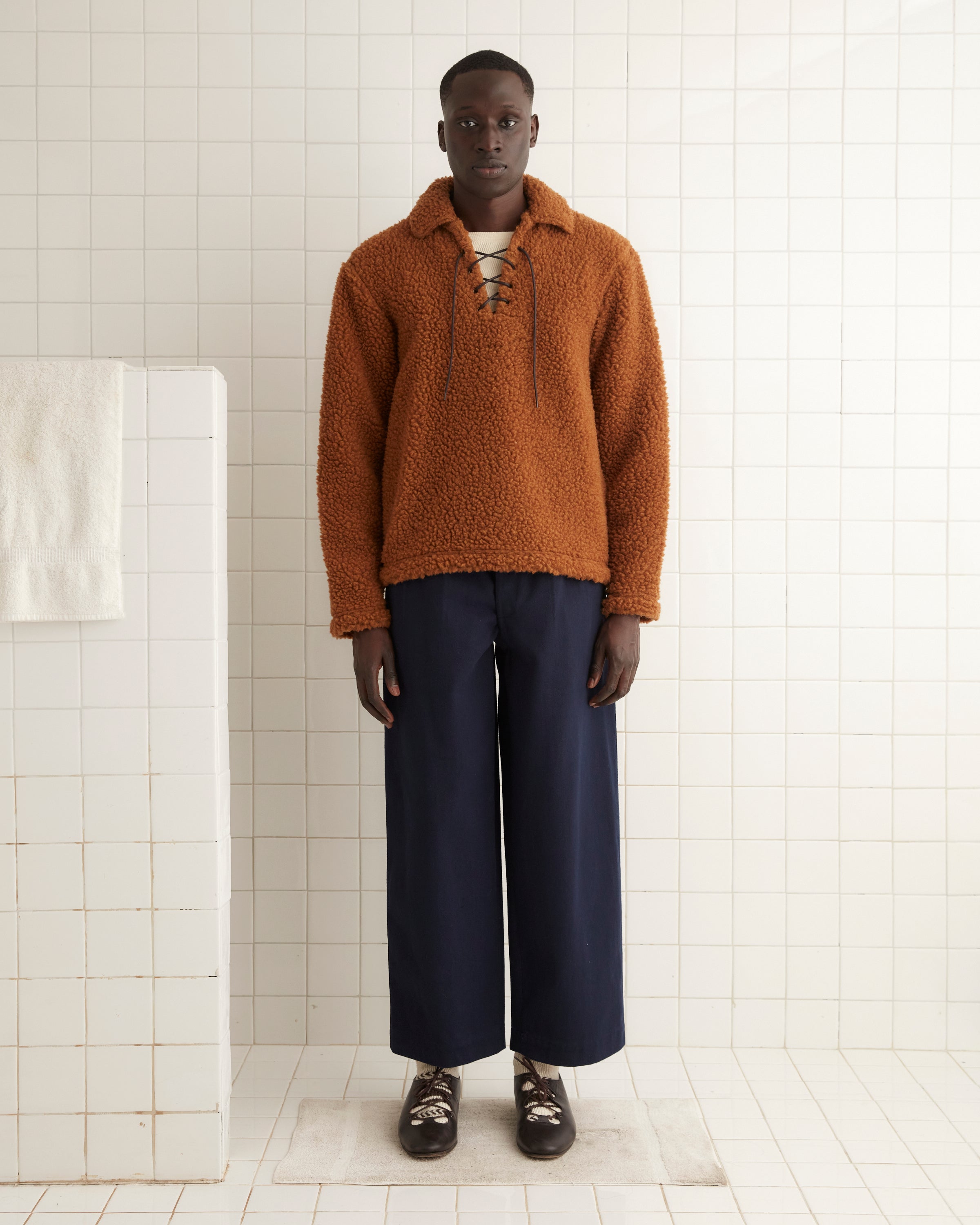 Fleece Tie-Up Pullover - Brown – BODE