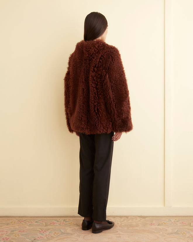 Crane Shag Shearling Coat - Brown – BODE