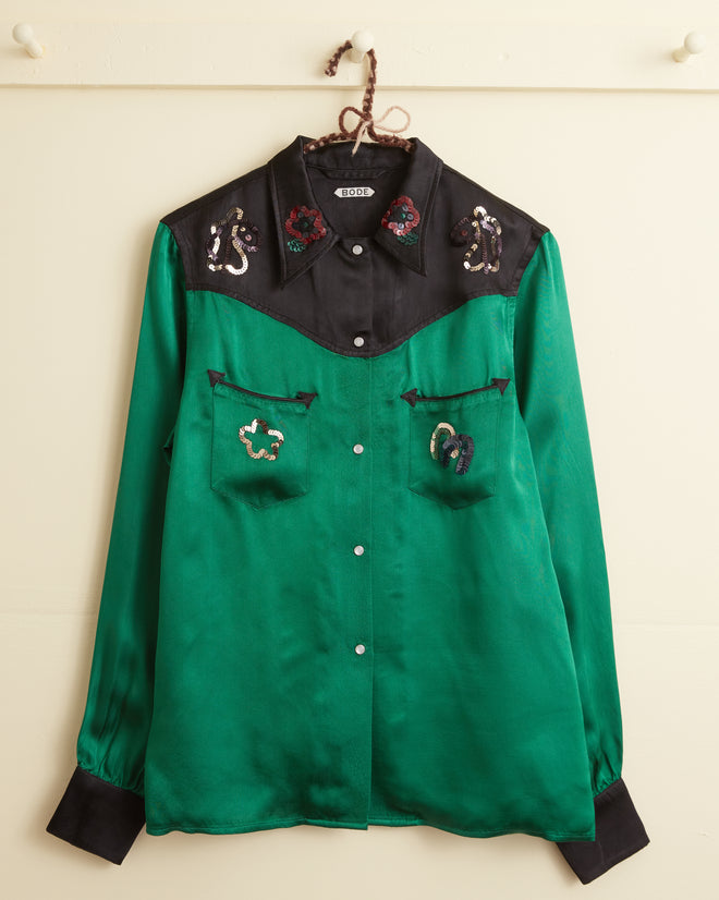 Sequin Rodeo Shirt - Dark Green – BODE