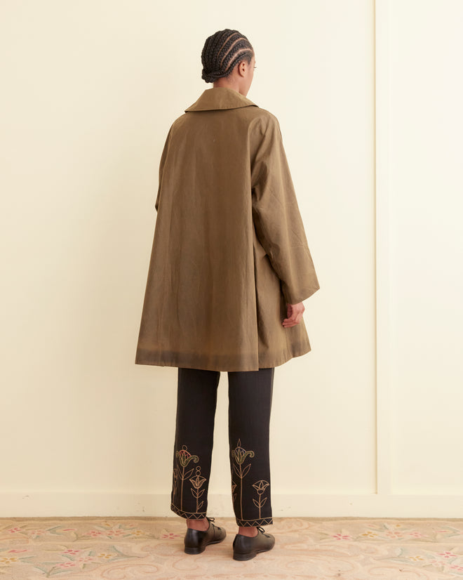 Waxed Swing Peacoat - Brown – BODE